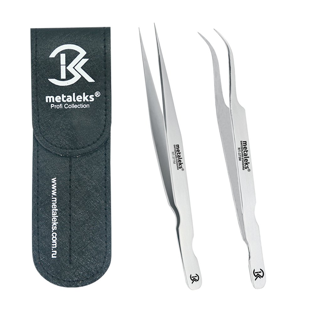Eyelash Extension Tweezers, Matt Finish, FREE Black Magnetic Double ...