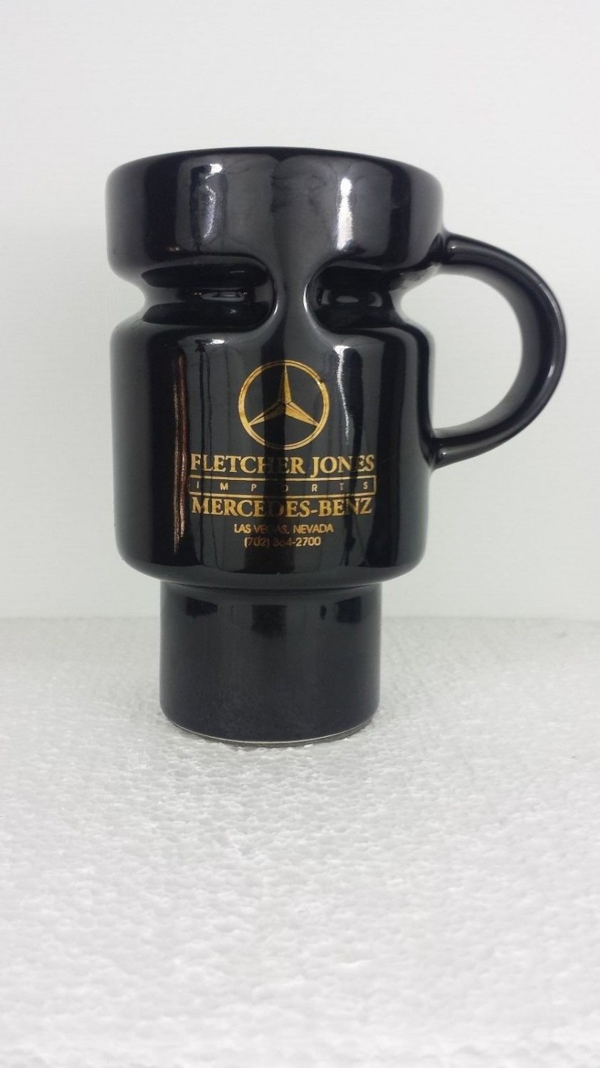 Mercedes Benz black w/ gold lettering coffee mug 14" tall Las Vegas
