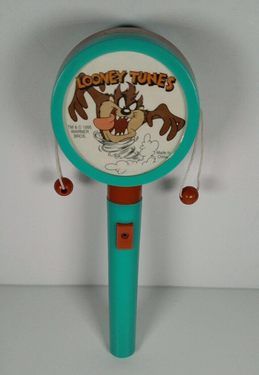 1995 Vintage TAZ Looney Tunes light up Monkey Drum Spinning Toy Collectable