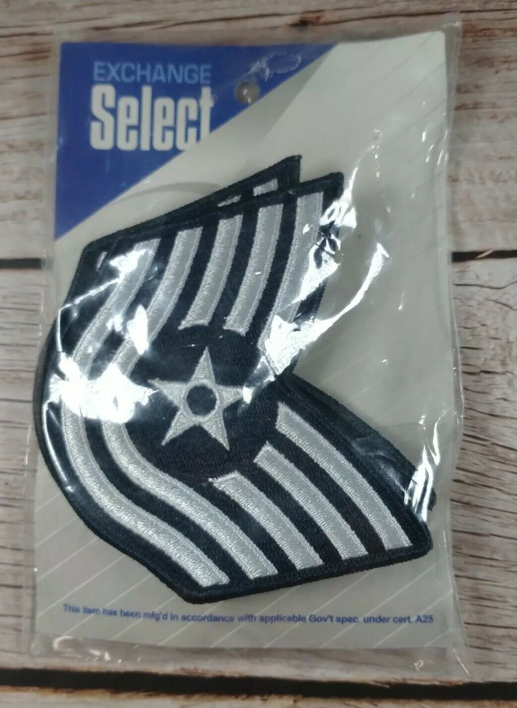 US AIR FORCE TECH SERGEANT MILITARY SHOULDER PATCH SILVER BLUE 4" NEW