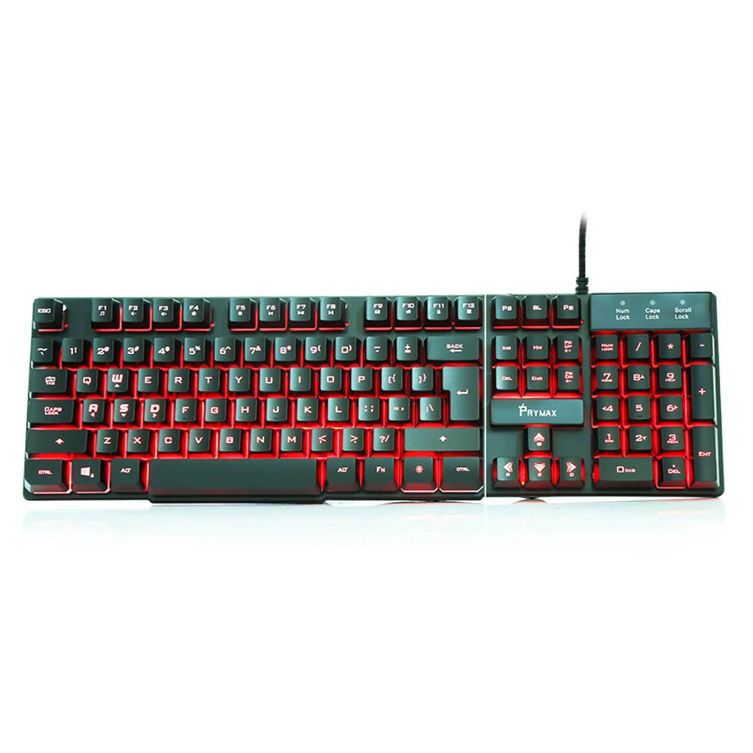 PRYMAX Three Color Backlit Gaming Keyboard USB Wired LED Keyboard (Black)