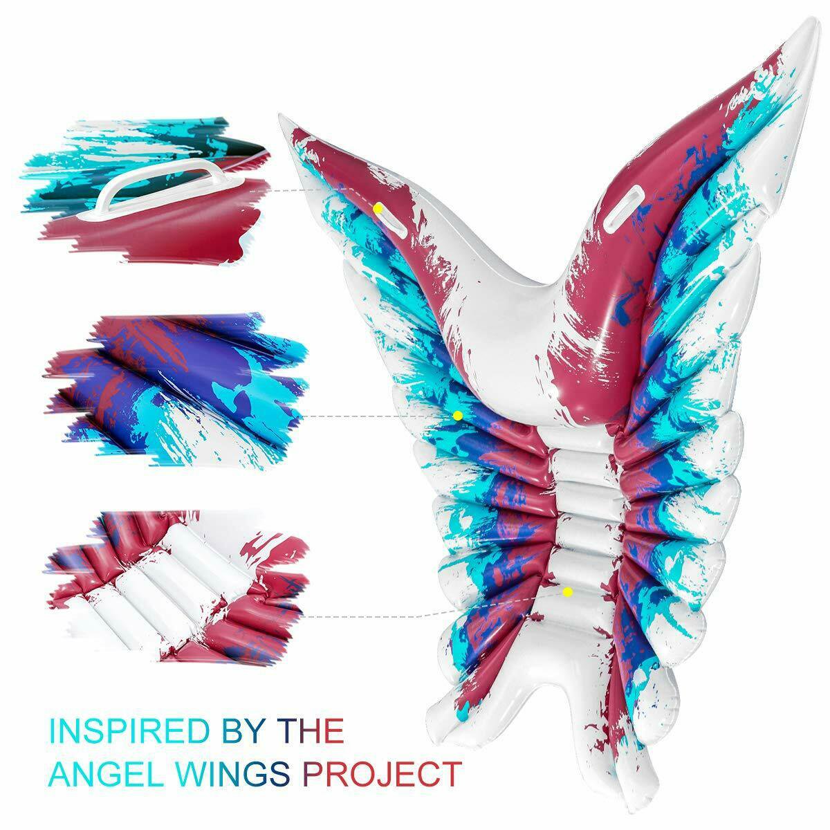 Inflatable Pool Float, Angel Wings Inflatable Floating Raft PVC Pool ...