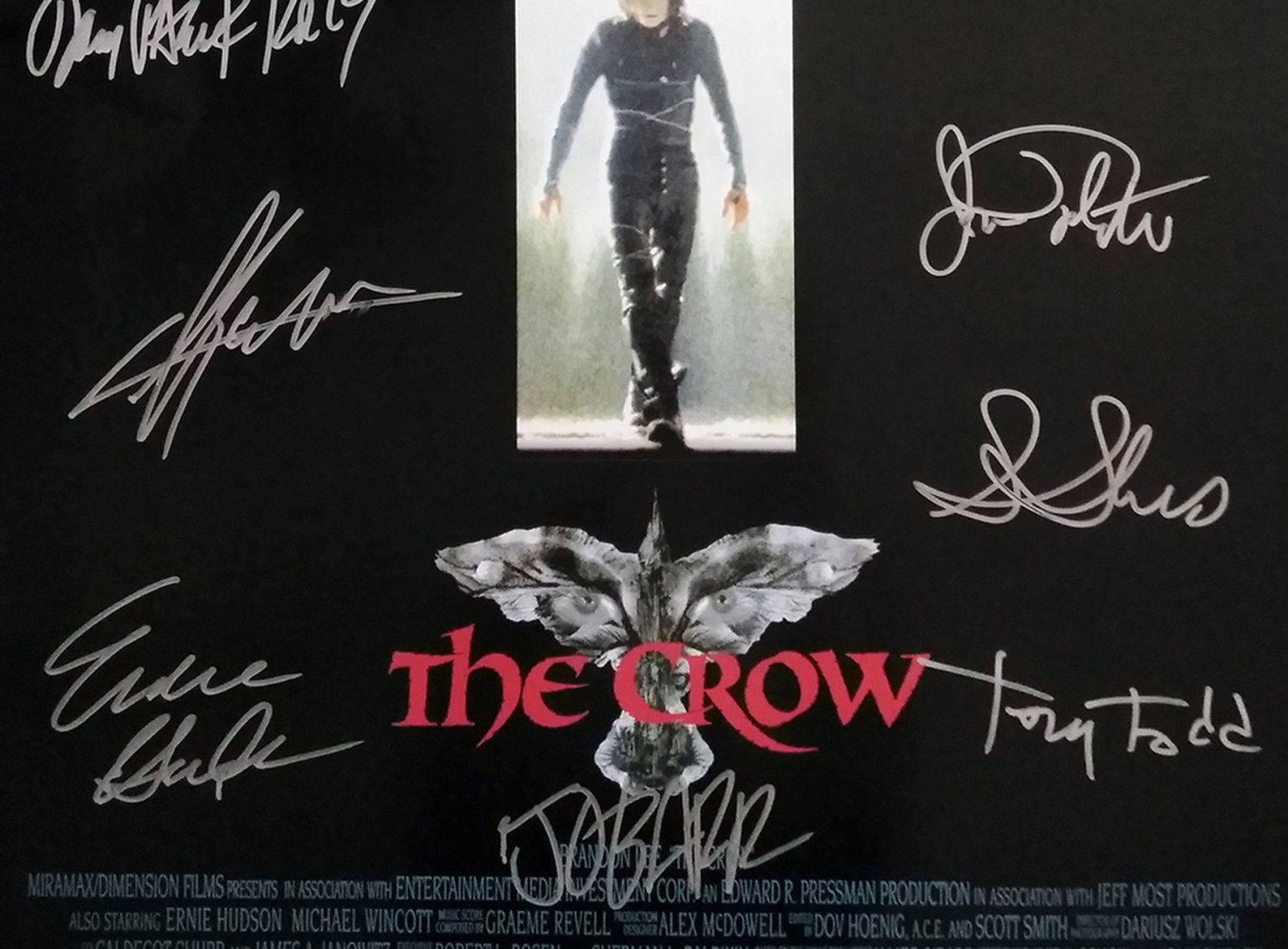 signed THE CROW MOVIE Poster by 12 members of the Cast