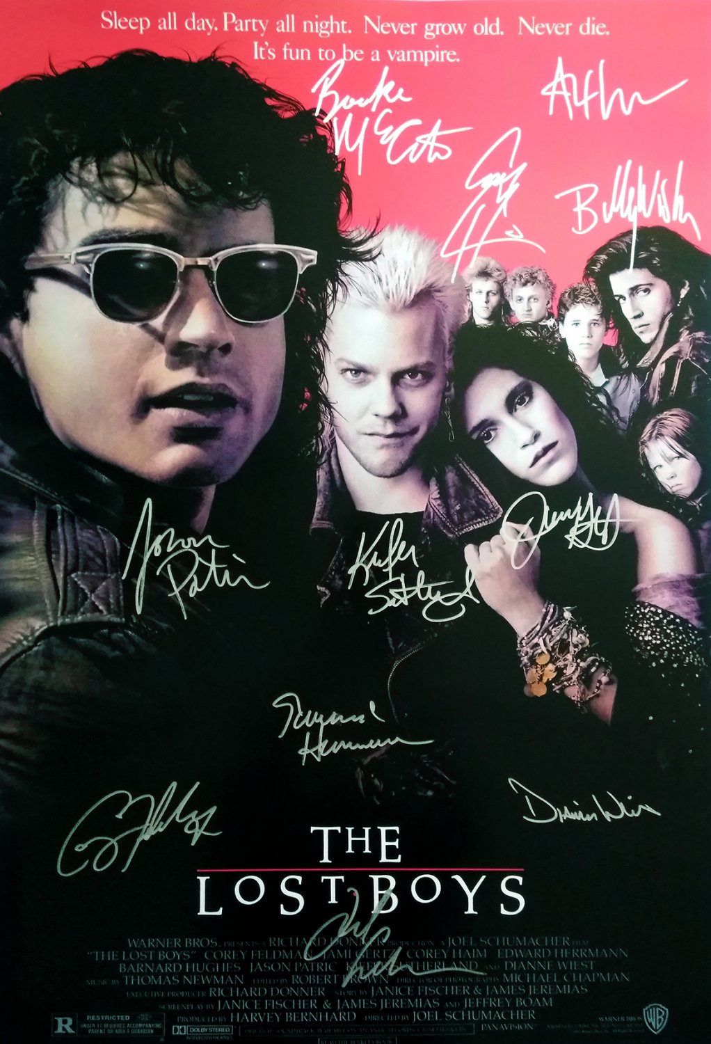 signed THE LOST BOYS Movie Poster by 11 members of the Cast
