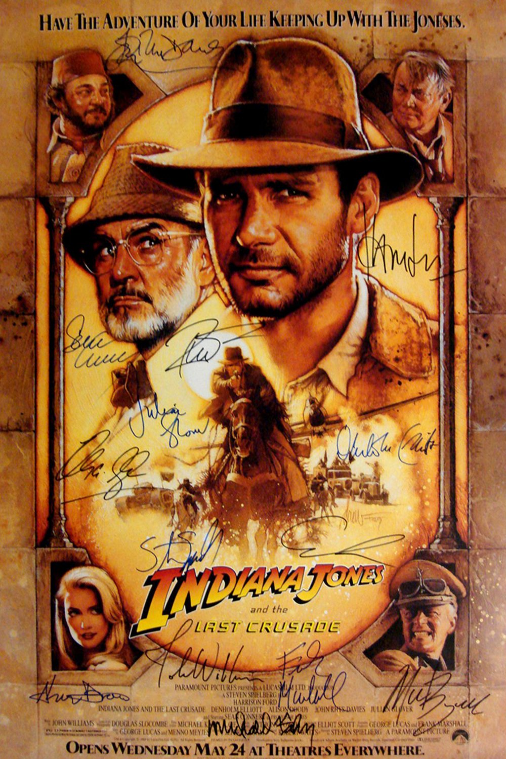 Signed INDIANA JONES THE LAST CRUSADE Movie Poster by 14 members of the ...