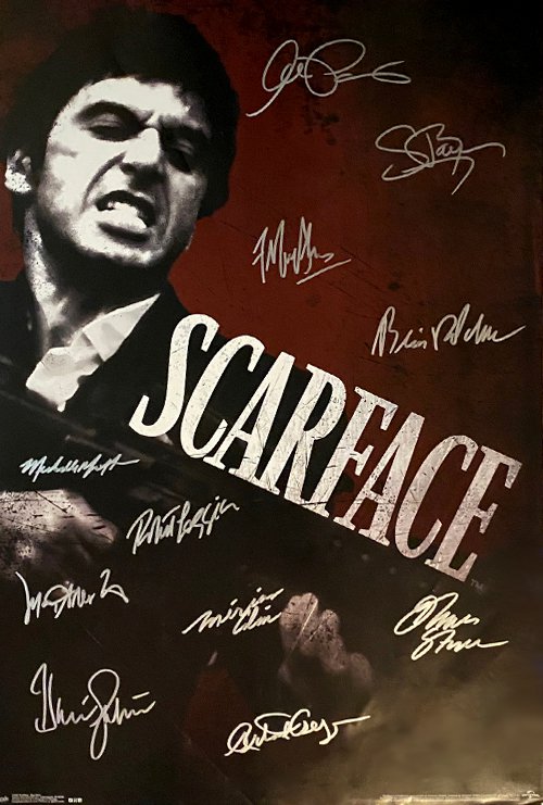Signed SCARFACE RED Movie Poster by 11 members of the Cast