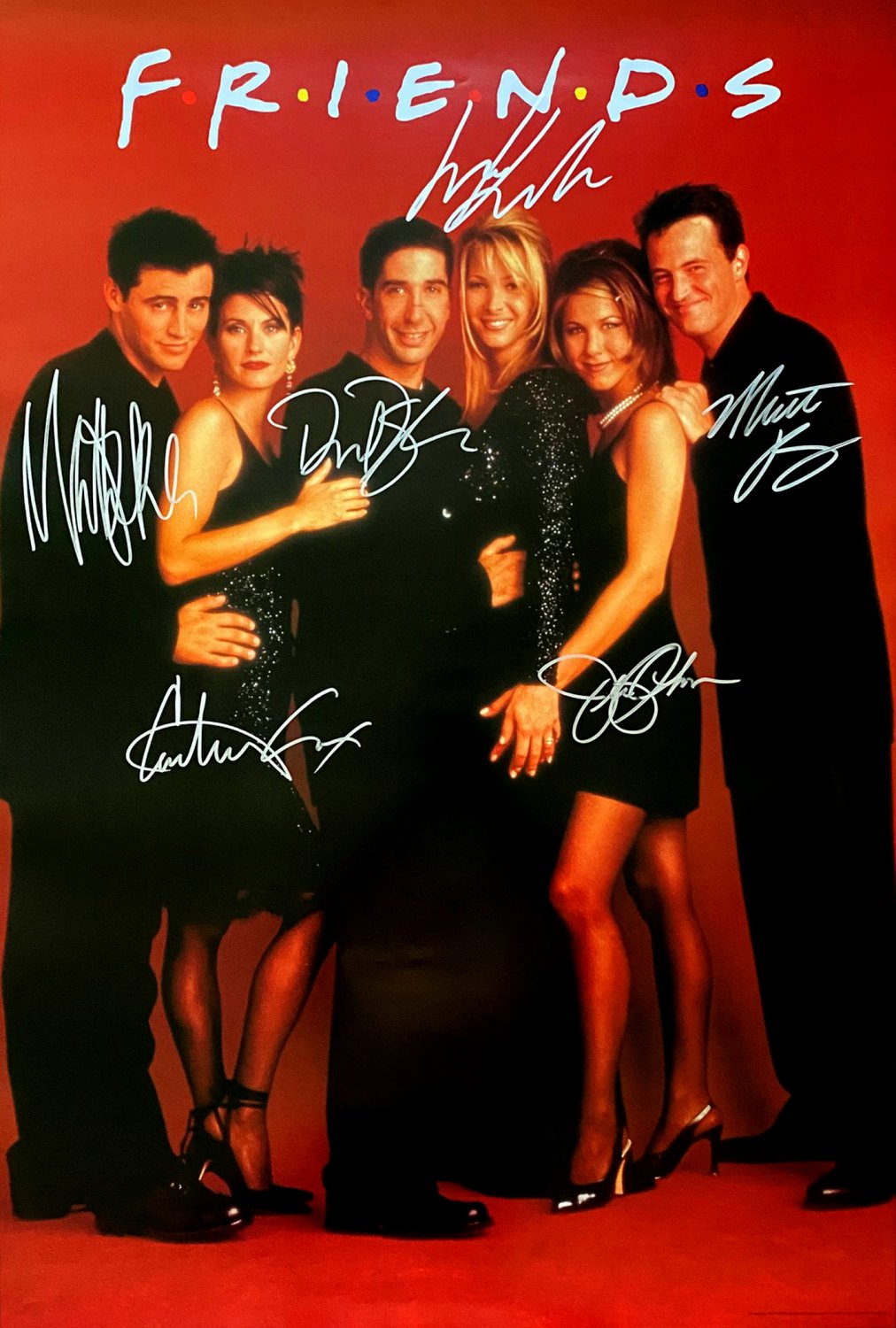 Signed FRIENDS Standing Movie Poster by 6 members of the Cast
