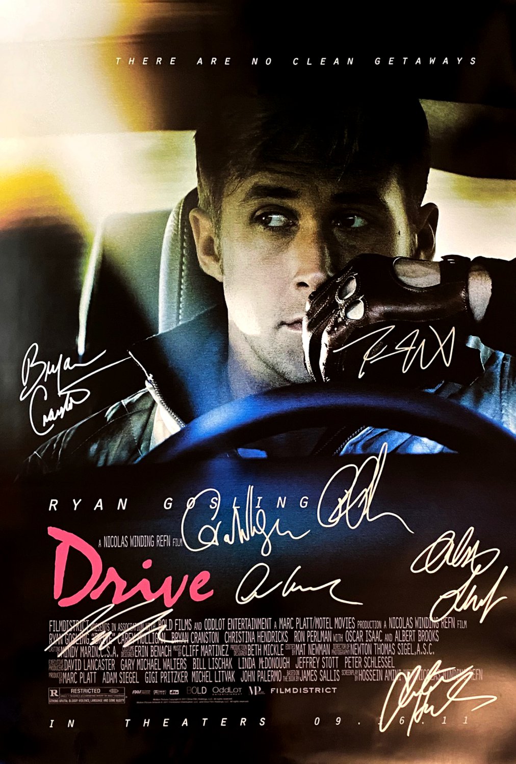 Signed DRIVE Standing Movie Poster by 8 members of the Cast