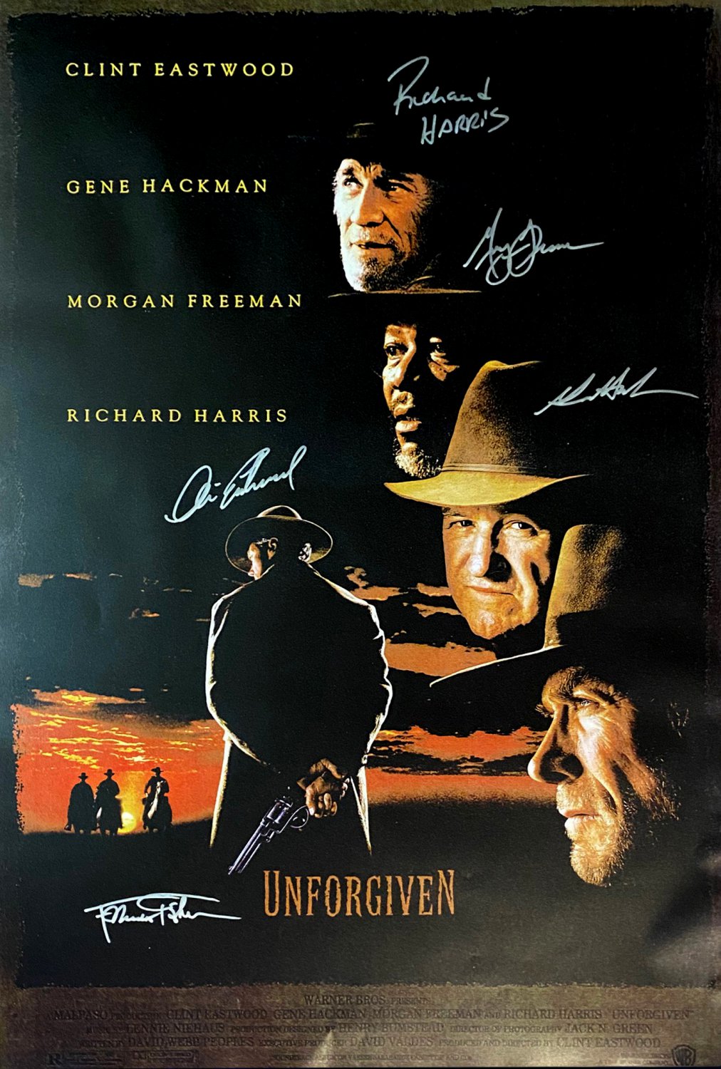 Signed UNFORGIVEN Movie Poster by 5 members of the Cast