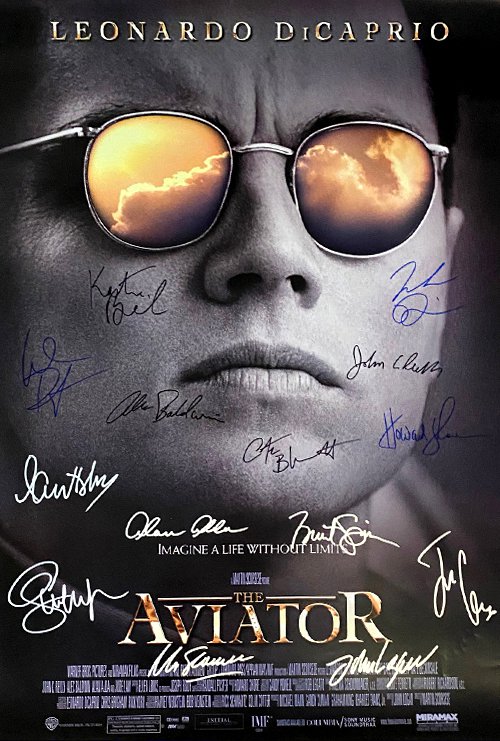Signed THE AVIATOR Movie Poster by 14 members of the Cast