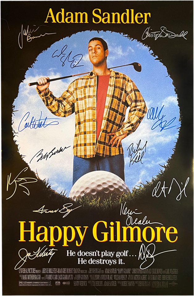 Signed HAPPY GILMORE Movie Poster by 13 members of the Cast