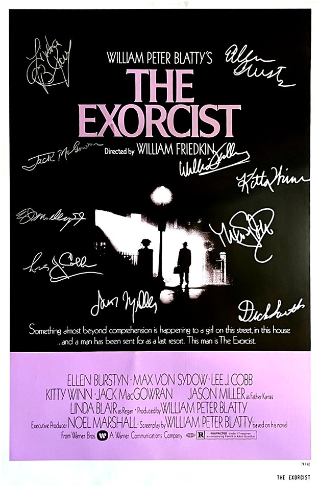 Signed THE EXORCIST Movie Poster by 10 members of the Cast