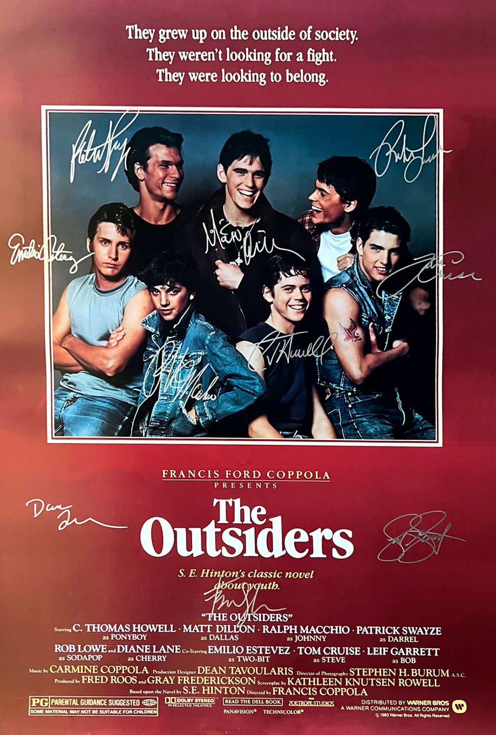 Signed THE OUTSIDERS Movie Poster by 10 members of the Cast