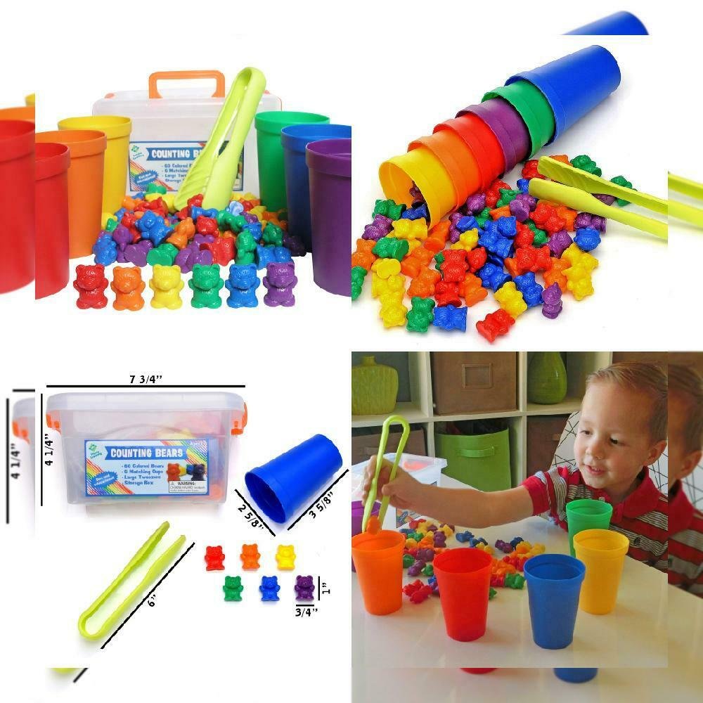 Legato Counting/Sorting Bears; 60 Rainbow Colored Bears, 6 Stacking ...