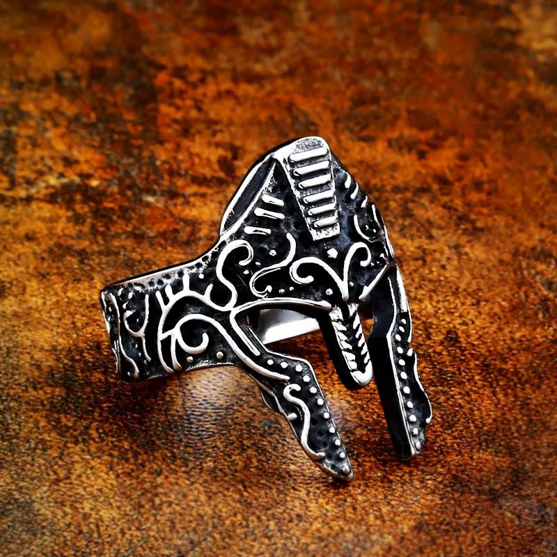 Spartan Helmet Stainless Steel Men's Punk Ring