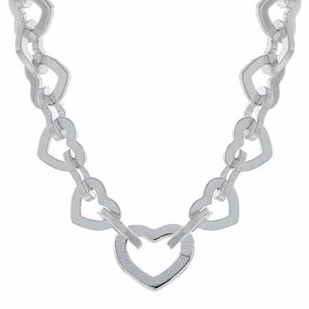 Designer Sterling Silver Interlocking Heart Toggle Necklace N4830