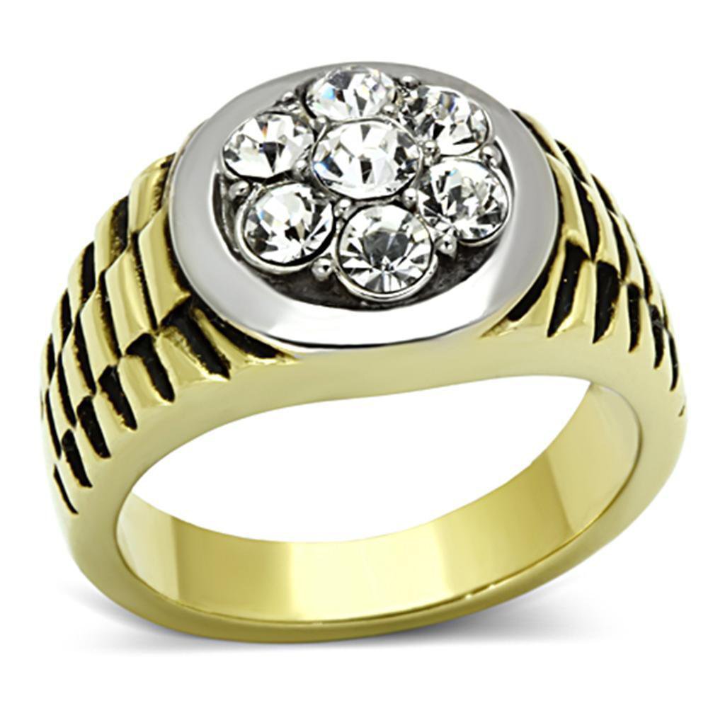 TK1191 - Two-Tone IP Gold (Ion Plating) Stainless Steel Ring with Top ...
