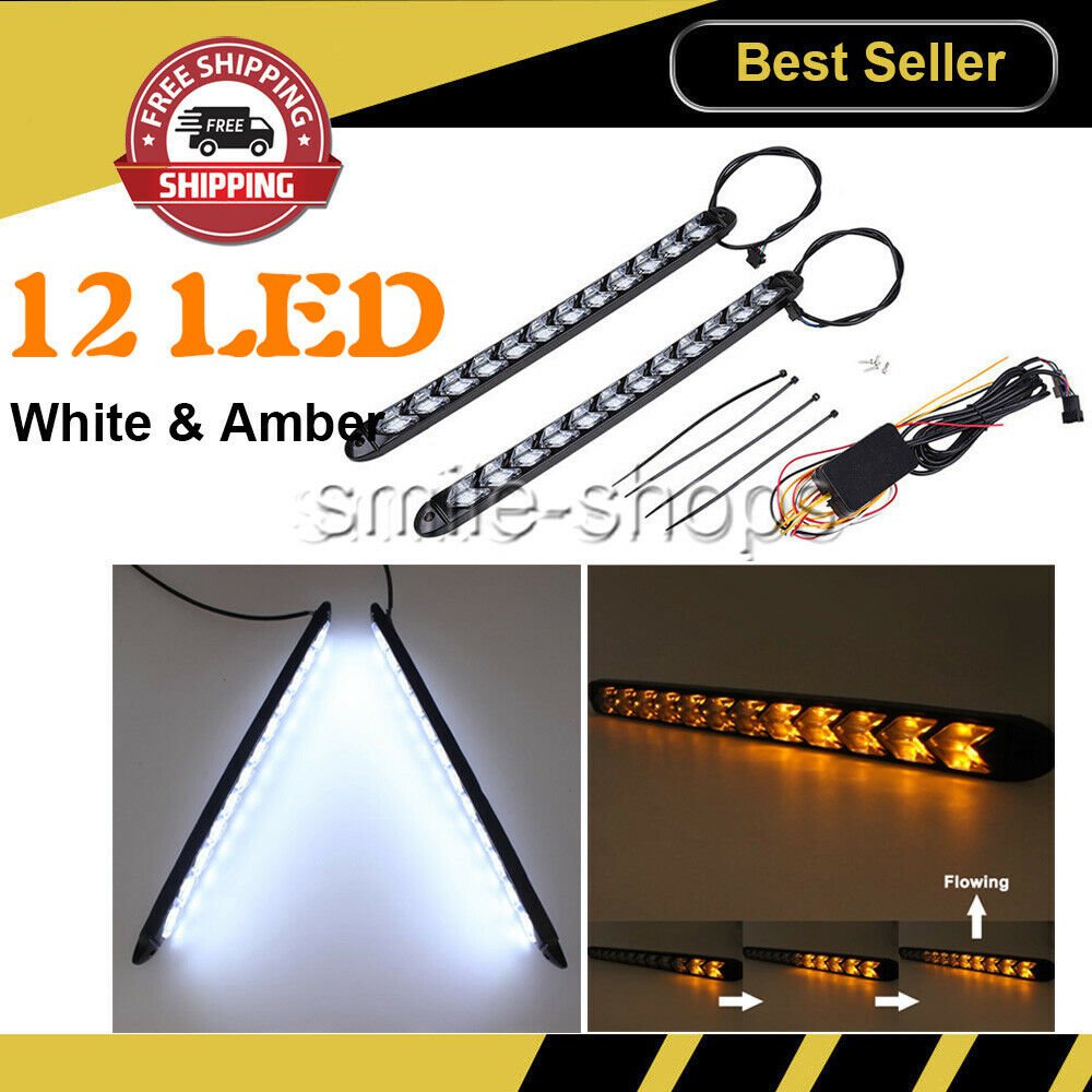Universal LED Knight Rider Strip Light White Arrow Flasher DRL Turn ...