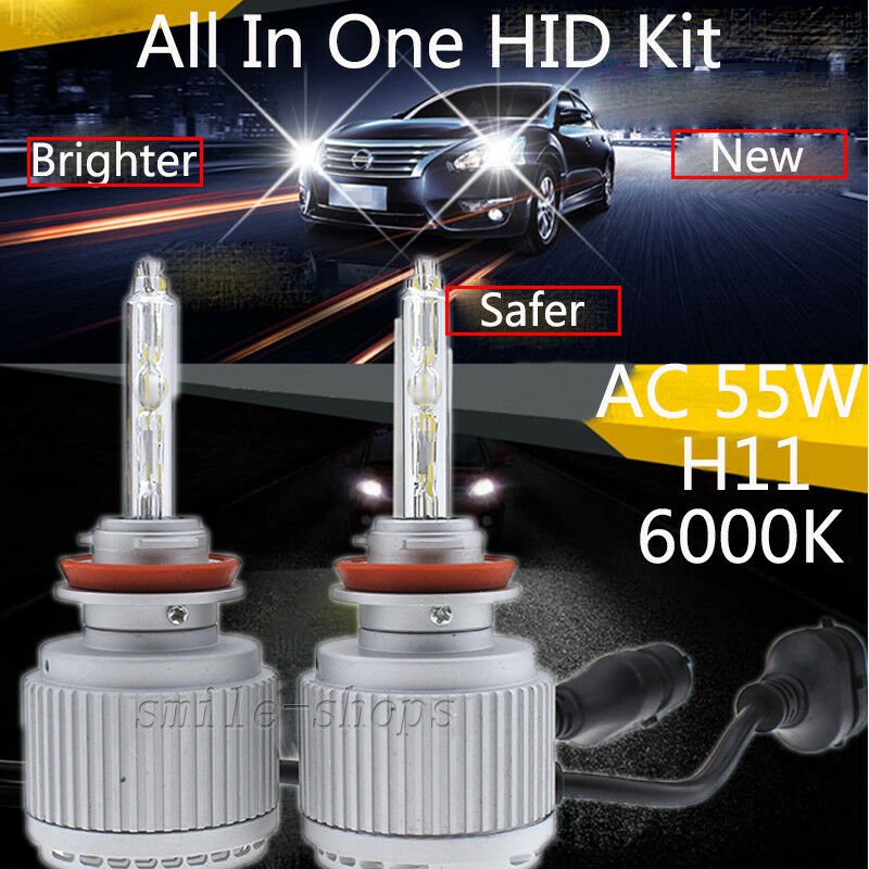 ALL IN ONE H11 Xenon HID Replacement Bulbs Light KIT 6000K White No Need Ballast