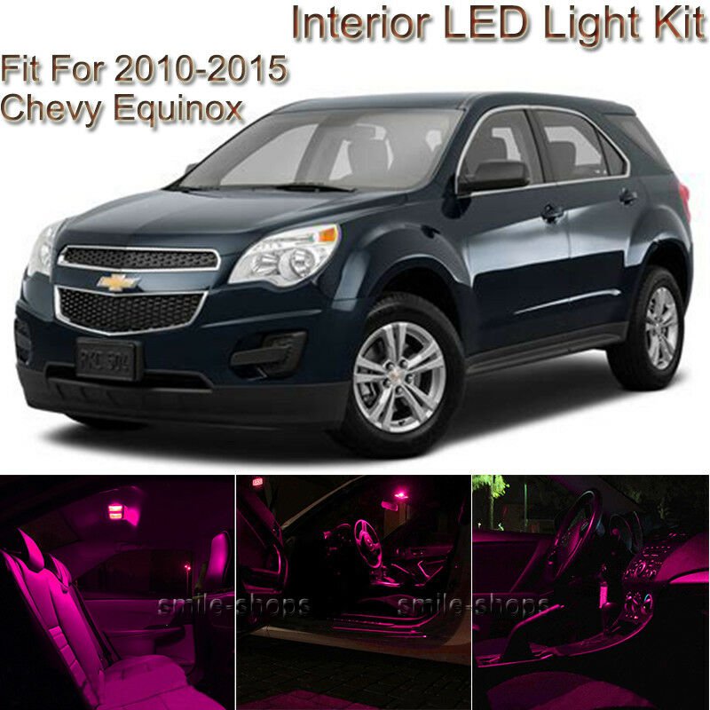 For Chevy Equinox 2010-2015 Pink Interior LED Light Kit + Pink License ...