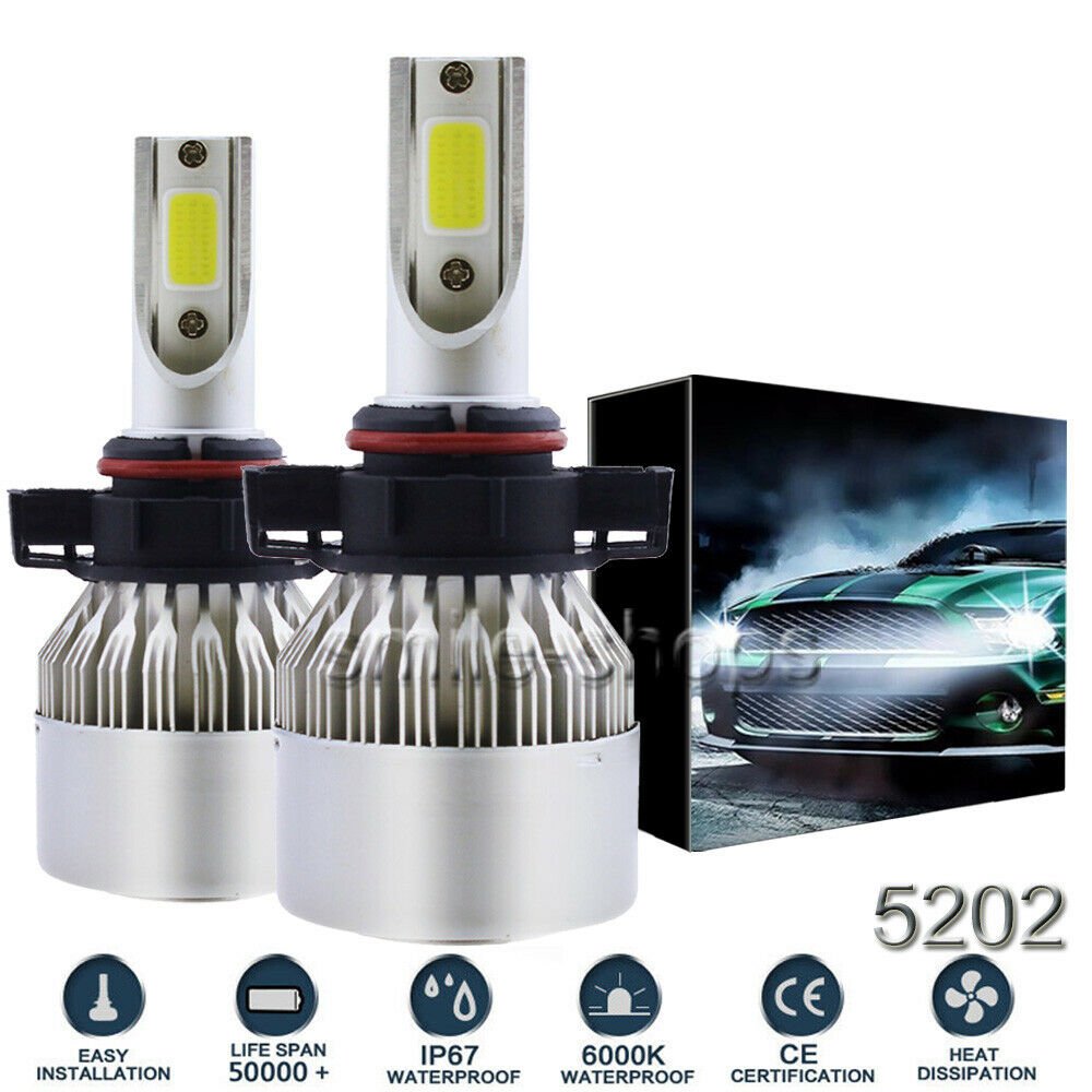 Pair H16 5202 9009 LED 1300W Car Headlight 2019 2-Side Fog Light Kit ...