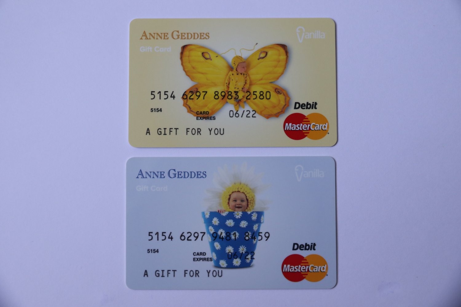 2 Master Card Anne Geddes Vanilla Collectible Debit Credit Card Empty ...