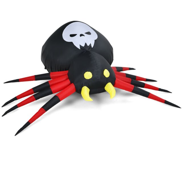 12-Foot Giant Inflatable Spider with White LED Lights - Halloween Blow ...