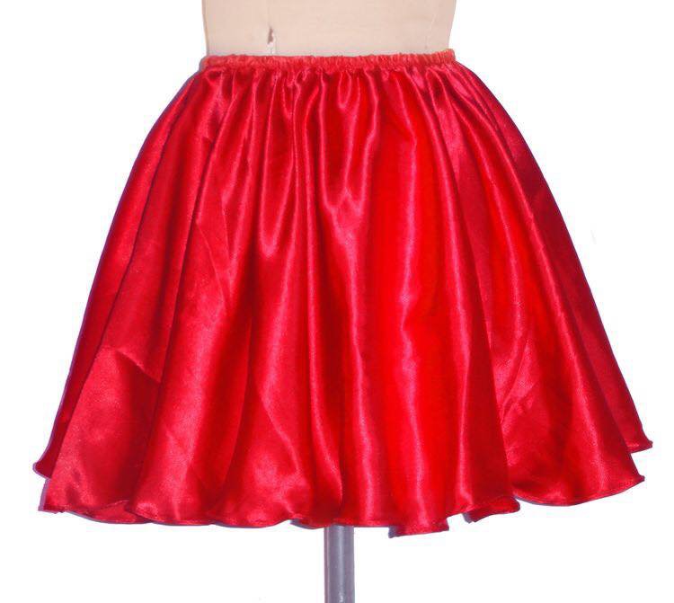 Red Satin Mini Skirt - Full Circle - Ameynra design - New - Size S