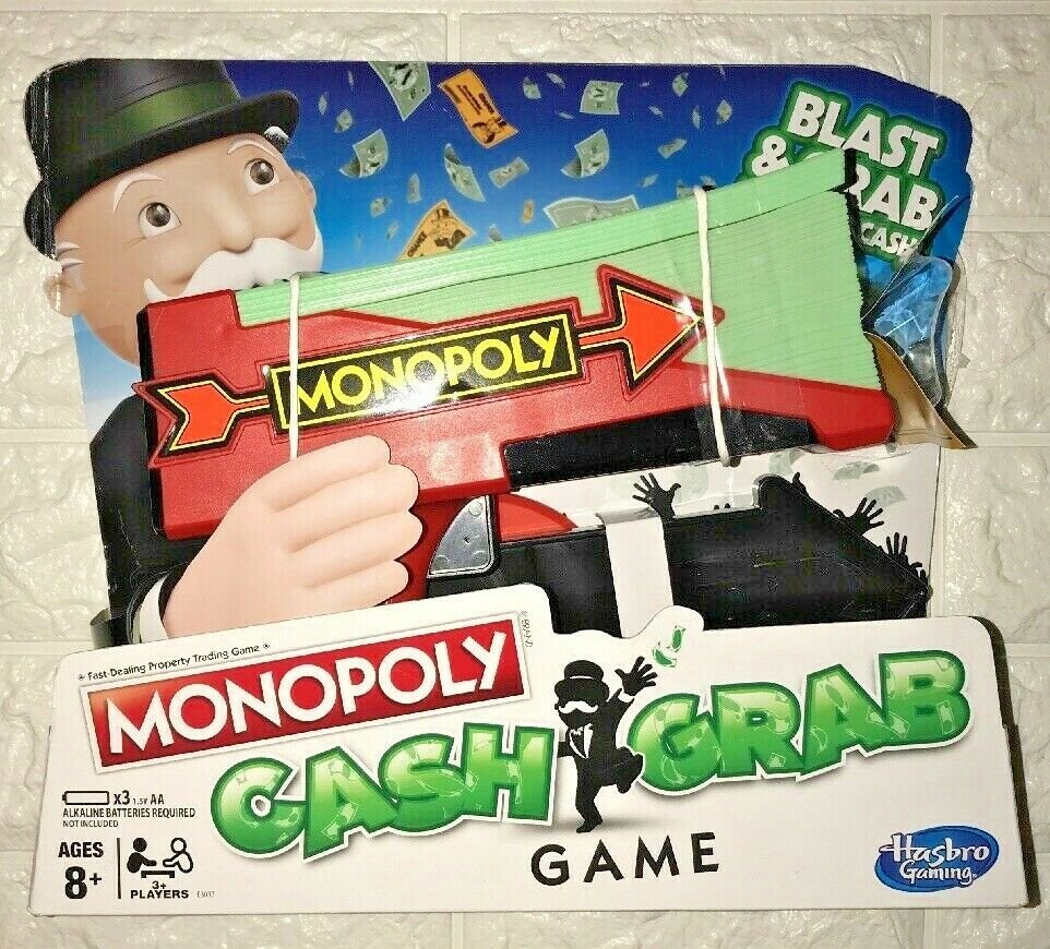 NEW Hasbro Monopoly Cash Grab Family Fun Gift Board Game Money Gun 3 ...