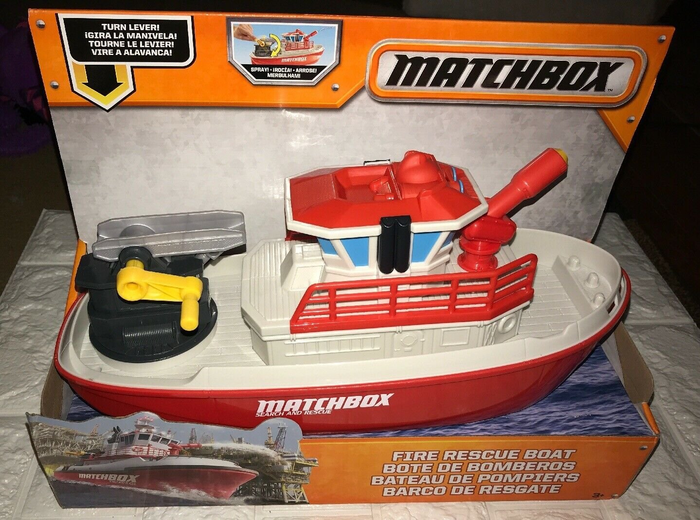Matchbox Fire Rescue Boat Seafaring Vessels Pretend Play Water Activity ...