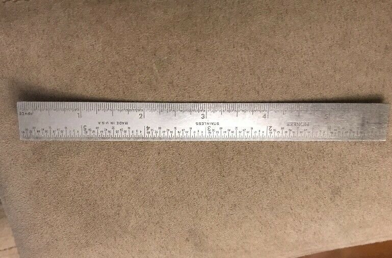 Vintage 6" PIONEER Stainless Metal Ruler Metric/Inch