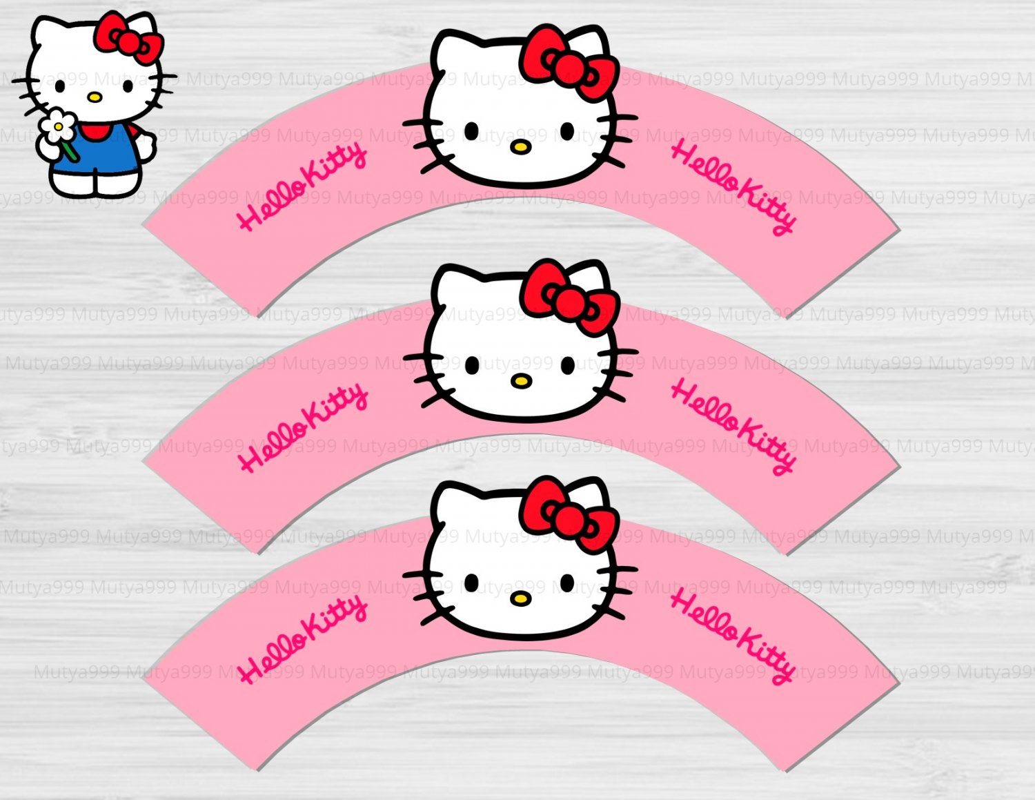 Hello Kitty Cupcake Wrappers Printable Digital Instant Download Pink