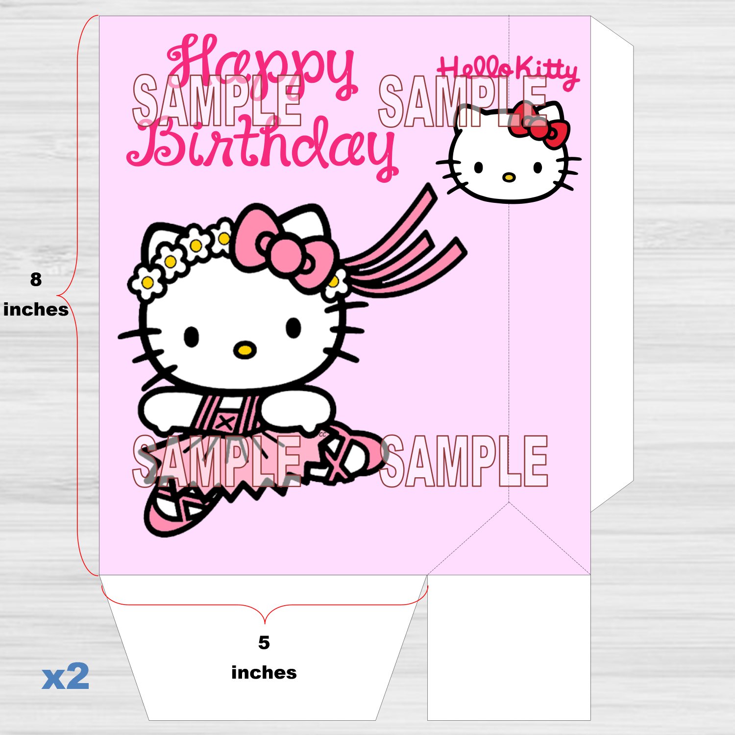 Hello Kitty Favor Loot Paper Bag Template Printable Digital Instant ...