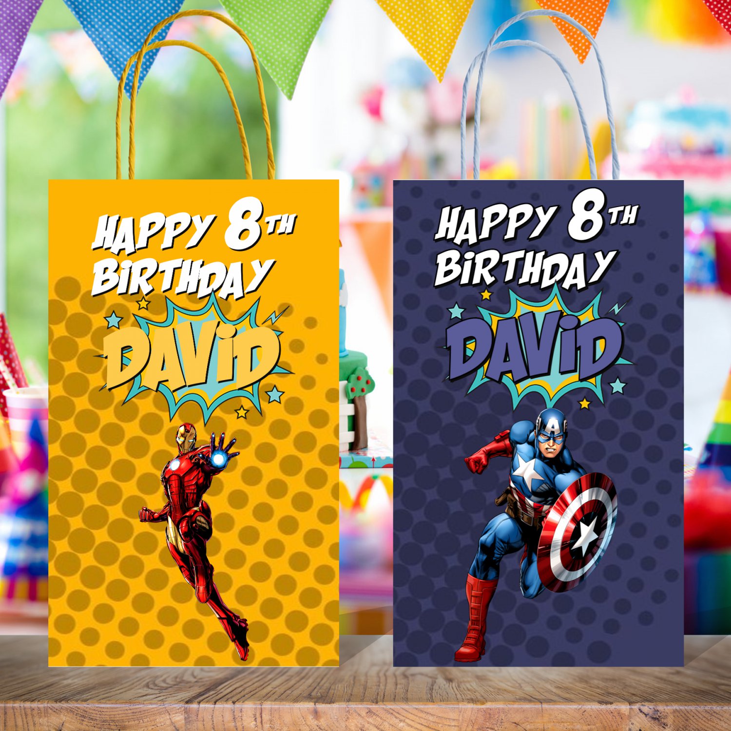 Personalized Superhero 6 Designs Comic Favor Loot Paper Bag Template ...