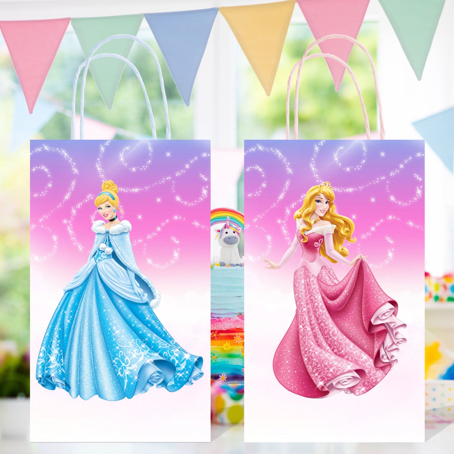 Disney Princesses Favor Loot Paper Bag Template Printable Digital ...
