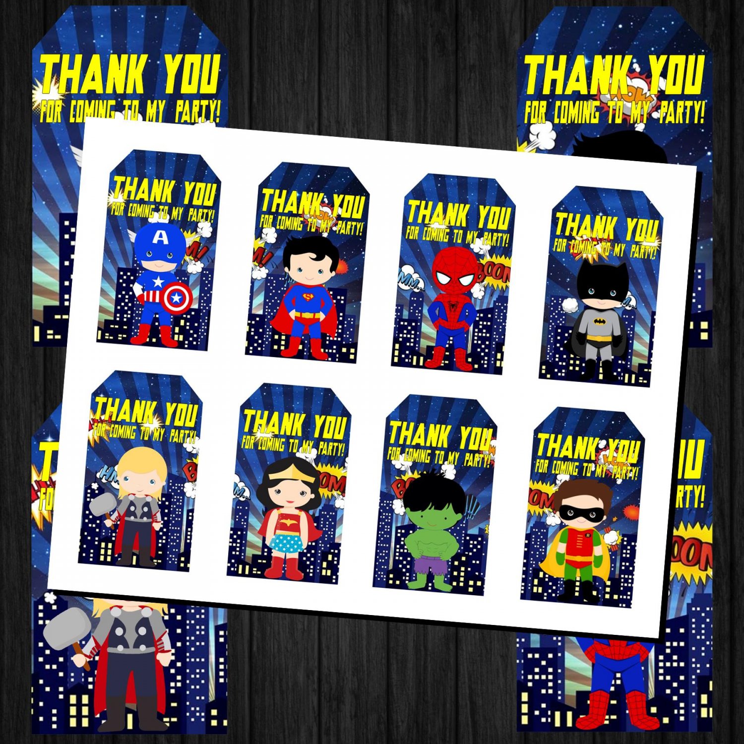 Superhero Design 2 Favor Tags Instant Download Printable Digital ...