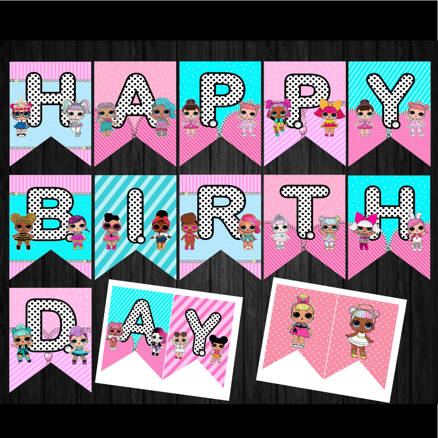 Instant Download Banner Cute Dolls Birthday Party Printable Digital for ...