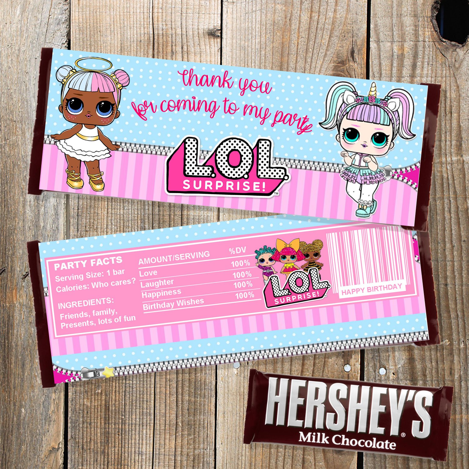 Instant Download Chocolate Label Wrapper Cute Dolls Birthday Party ...