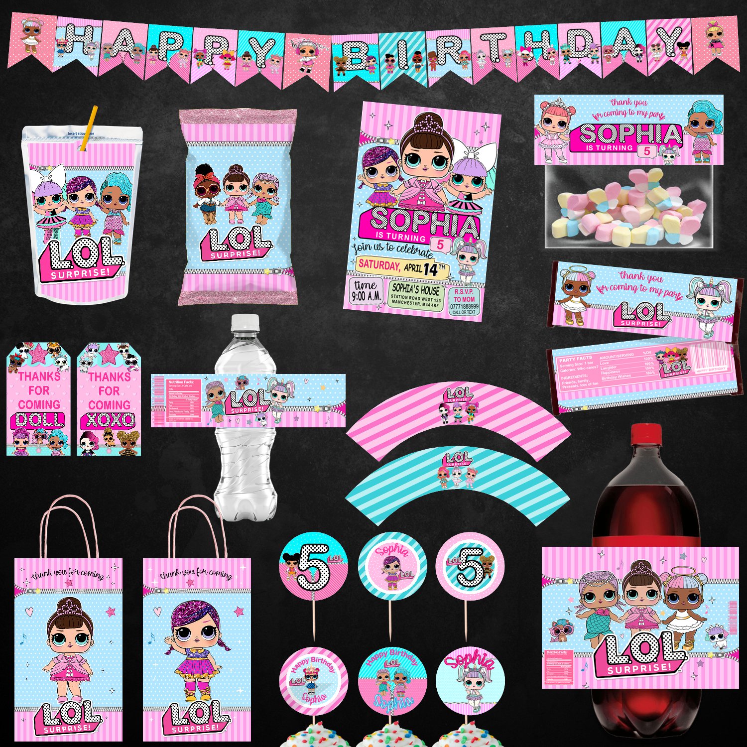 Instant Download Chocolate Label Wrapper Cute Dolls Birthday Party ...