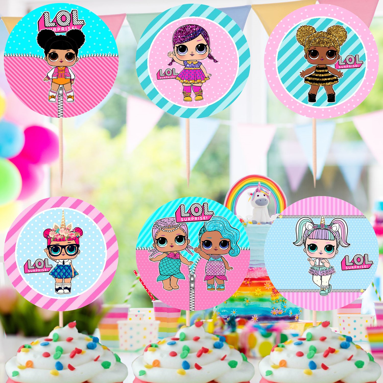 Instant Download Cupcake Toppers Cute Dolls Birthday Party Printable ...