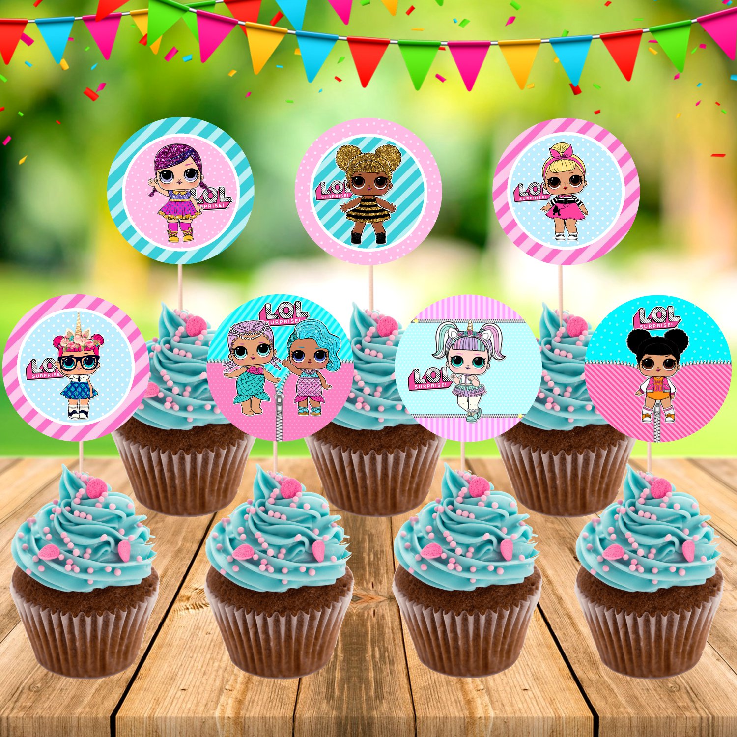 Instant Download Cupcake Toppers Cute Dolls Birthday Party Printable ...