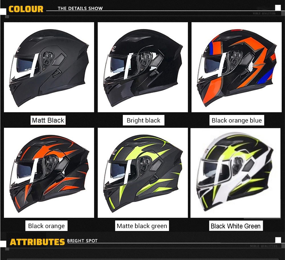 GXT Motorcycle Helmet 6 Style Flip up Modular Double Lens Racing Riding ...