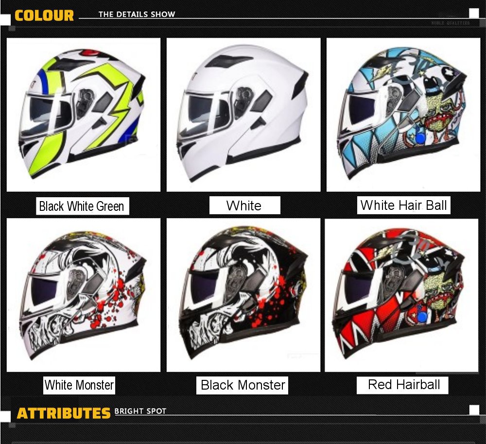 GXT Motorcycle Helmet 6 different colour Flip up Modular Double Lens ...