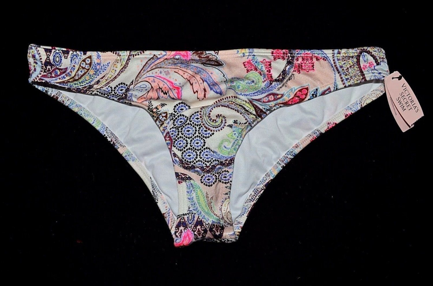 Victoria's Secret Paisley Ruched Back Cheeky Bikini Bottom Small S NEW Swim