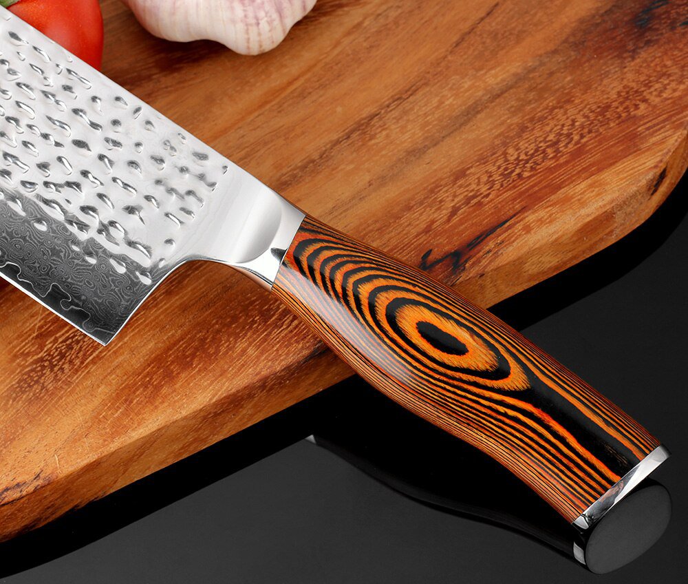 2 pcs Utility Chef Knives Damascus steel Santoku kitchen Knives