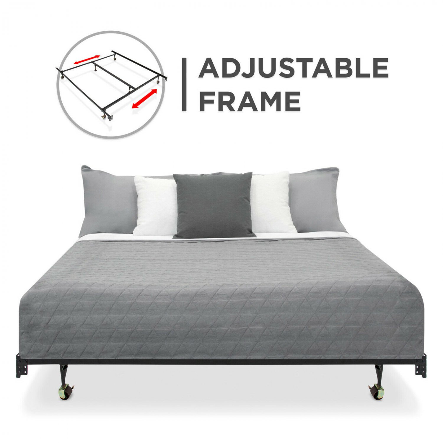 Folding Adjustable Heavy Duty Portable Metal Bed Frame for Twin Full