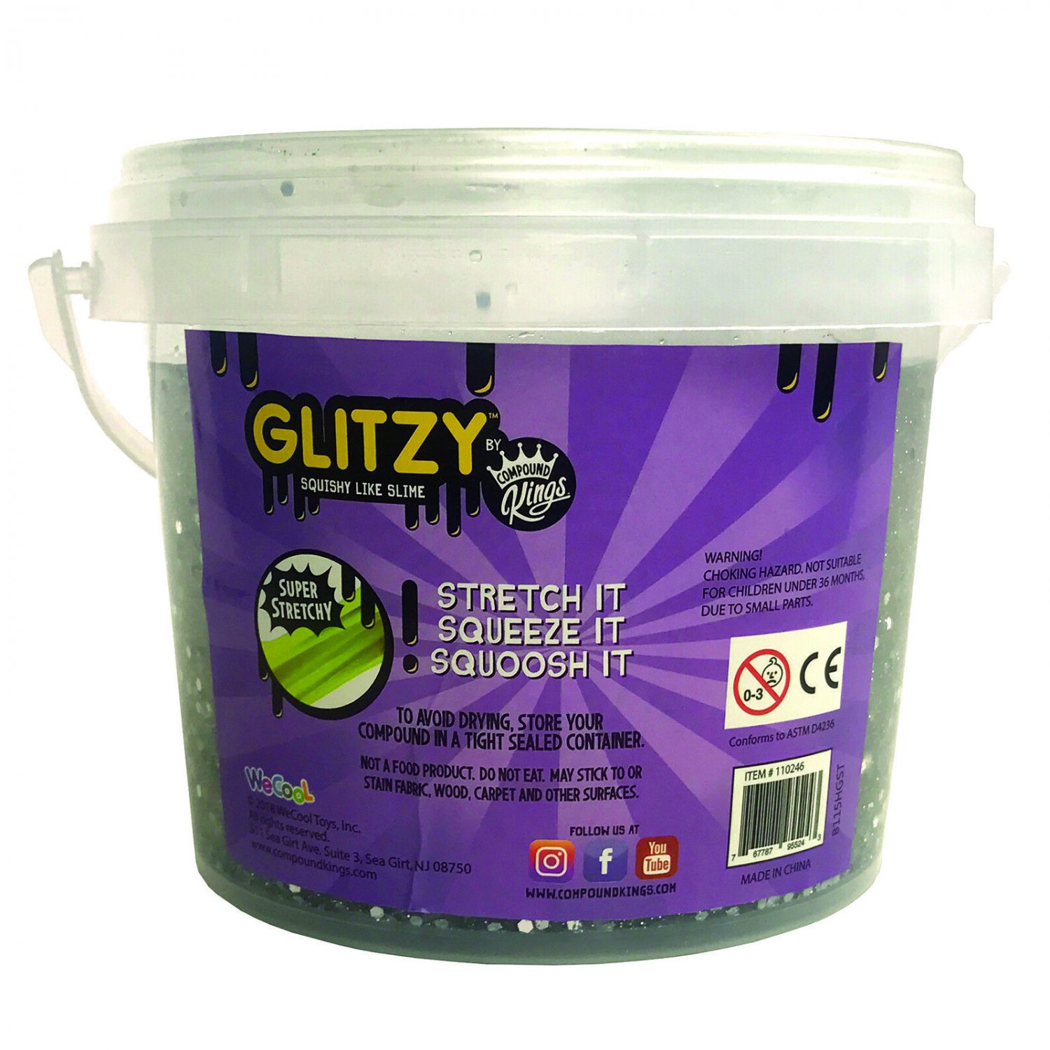 Compound Kings Glitzy Sparkle 3lb Slime Bucket: Silver