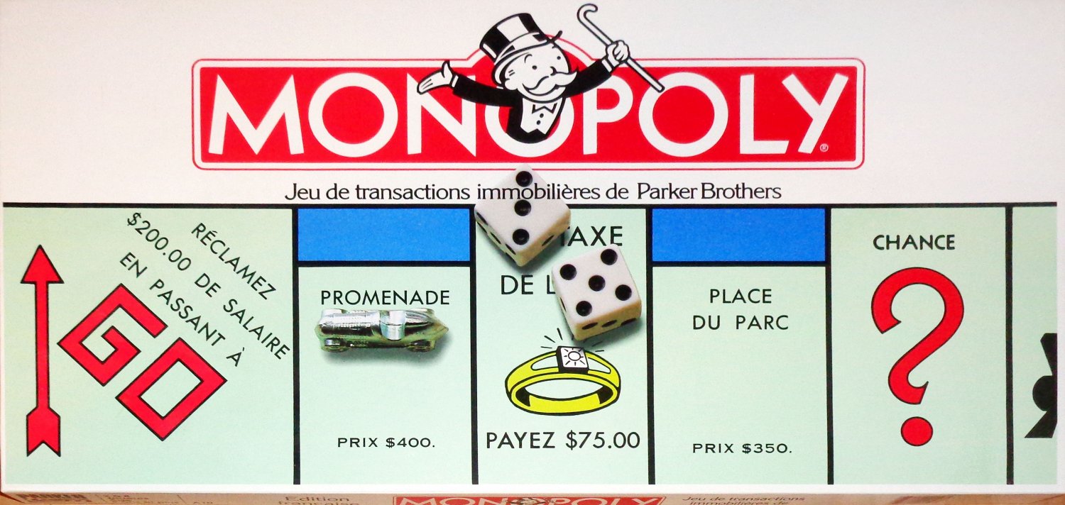 French Edition Monopoly Board Game Parker Brothers Canada 1996