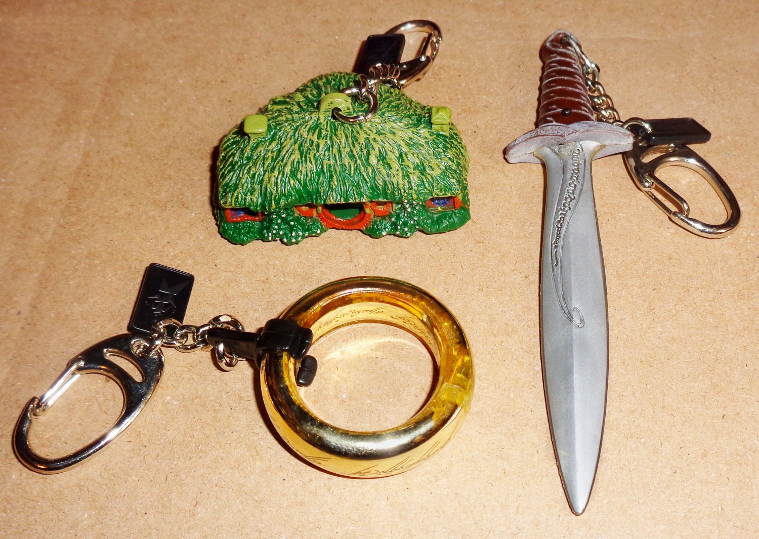 Set of 3 Basic Fun Lord of the Rings Keychains Sting Sword, One Ring ...