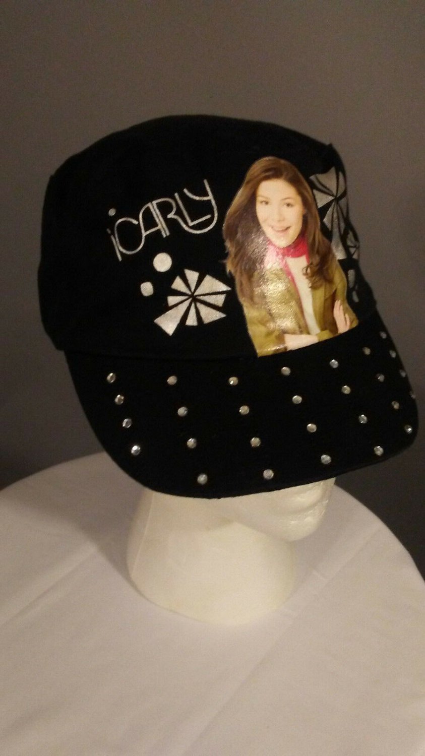 Girl's Nickelodeon iCarly Black Graphic Hat with Rhinestones Baseball Cap